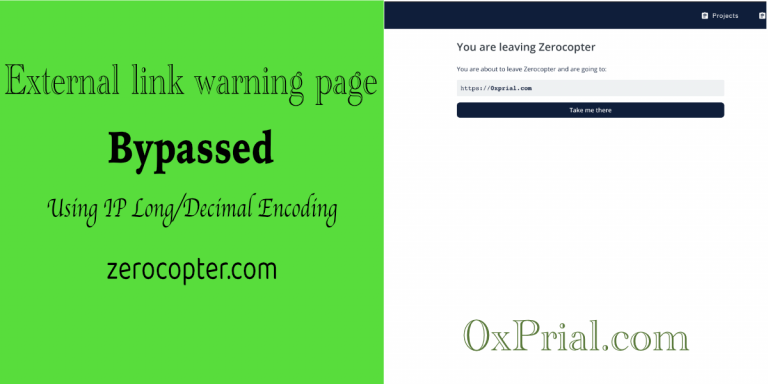 External link warning page bypass in Zerocopter - 0xPrial
